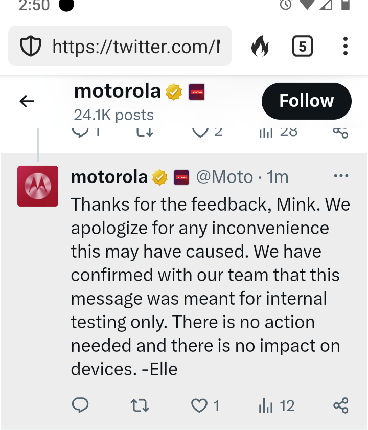 "Test for Ricardo" connected to Motorola Device Help app - General ...