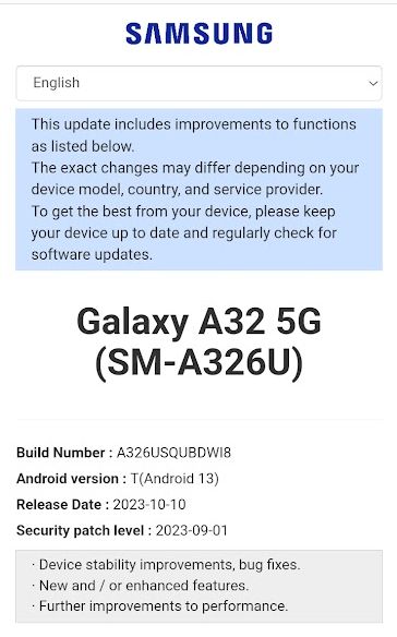 Software Build Update - Samsung A32 5G (October 2023) - General - Real ...